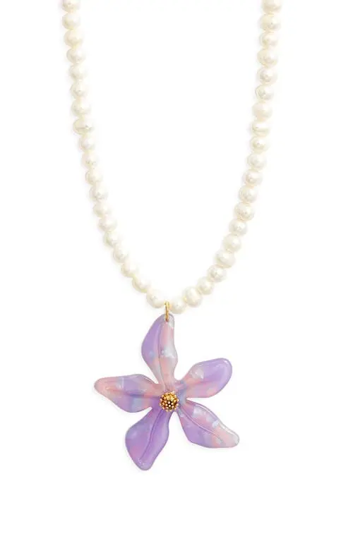 VIDAKUSH Freshwater Pearl Orchid Pendant Necklace - Gold