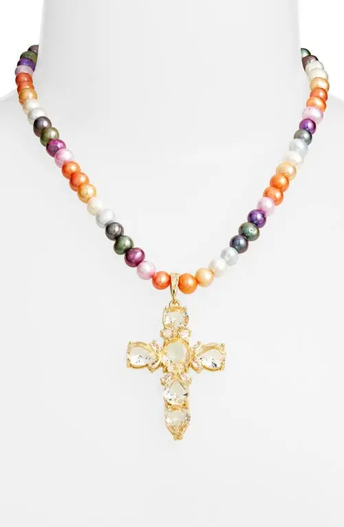 VIDAKUSH Cross Pendant Pearl Necklace