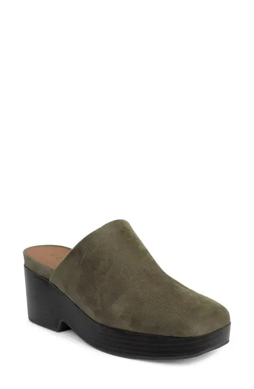 Aerosoles Chata Platform Mule - Dark Olive Faux Suede