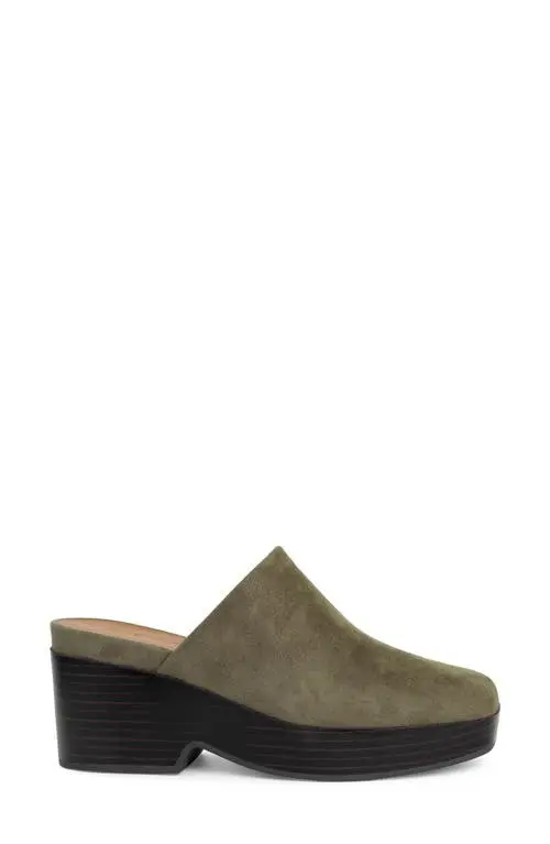 Aerosoles Chata Platform Mule - Dark Olive Faux Suede