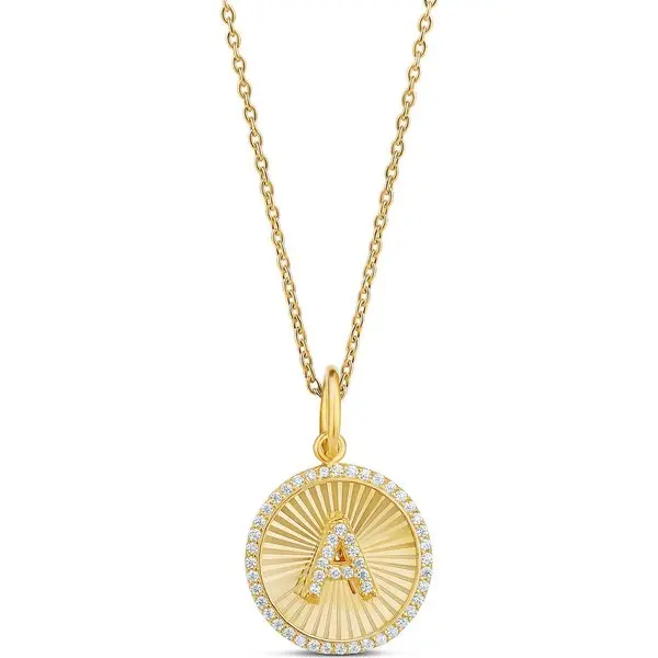 SHYMI Fluted Round Initial Charm Necklace - Gold
