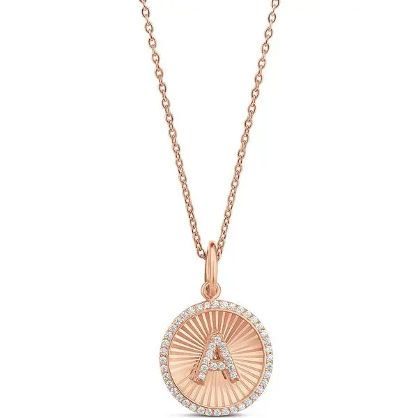 SHYMI Fluted Round Initial Charm Necklace - Rose