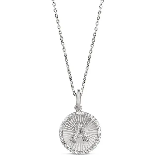 SHYMI Fluted Round Initial Charm Necklace - Silver