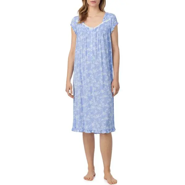 Eileen West Floral Waltz Nightgown - Blue/white