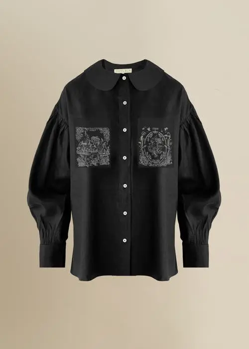 CONTESSA MILLS Tarot Stretch-linen Oxford Shirt - Black