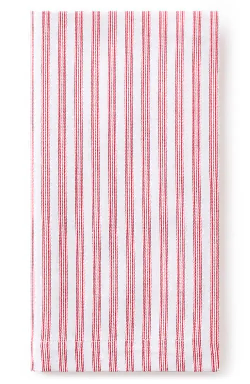 PETITE PLUME Antique Set Of 4 Ticking Stripe Cotton Placemats - Red