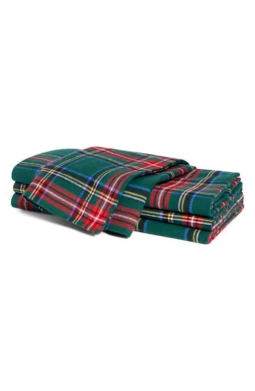 PETITE PLUME Kensington Set Of 4 Tartan Cotton Napkins - Green