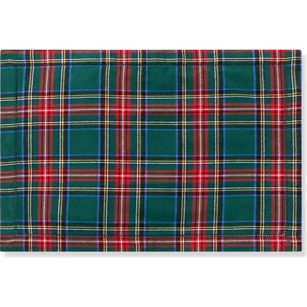 PETITE PLUME Kensington Set Of 4 Tartan Cotton Placemats - Green
