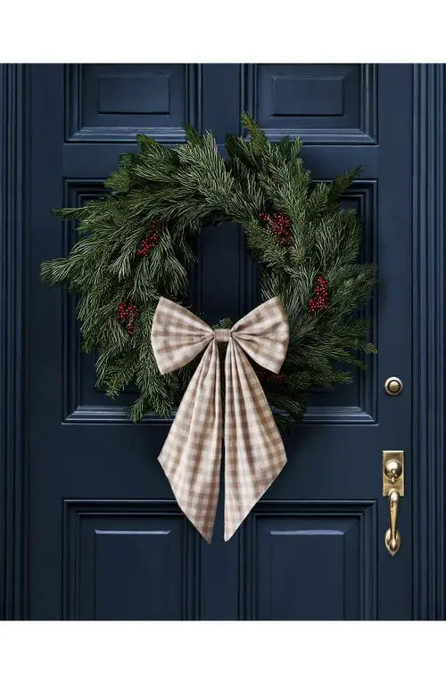 PETITE PLUME Gingham Cotton Wreath Bow