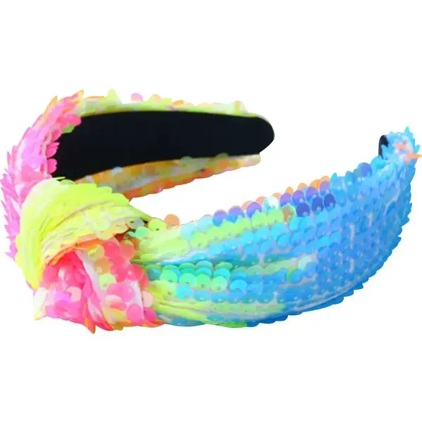 MALIBU SUGAR Knotted Sequin Headband - Multi - Pink/ Blue/ Yellow