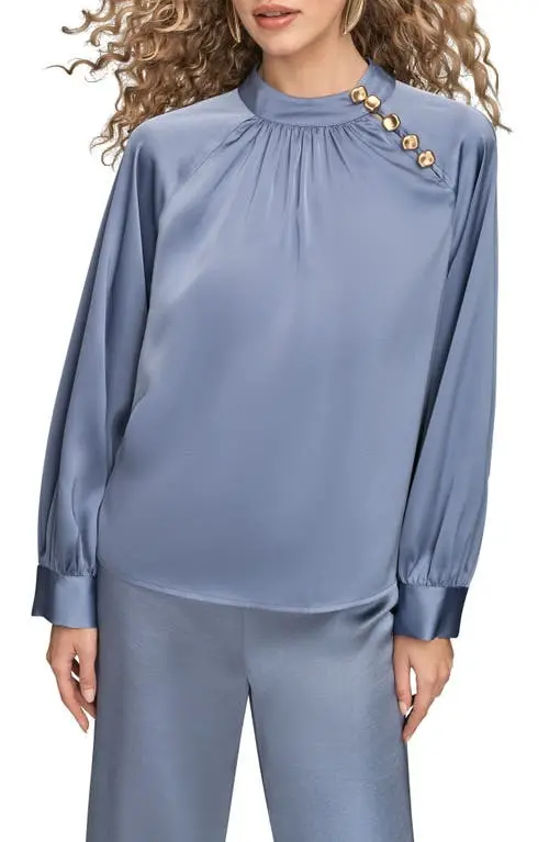 Donna Karan New York Button Detail Satin Top