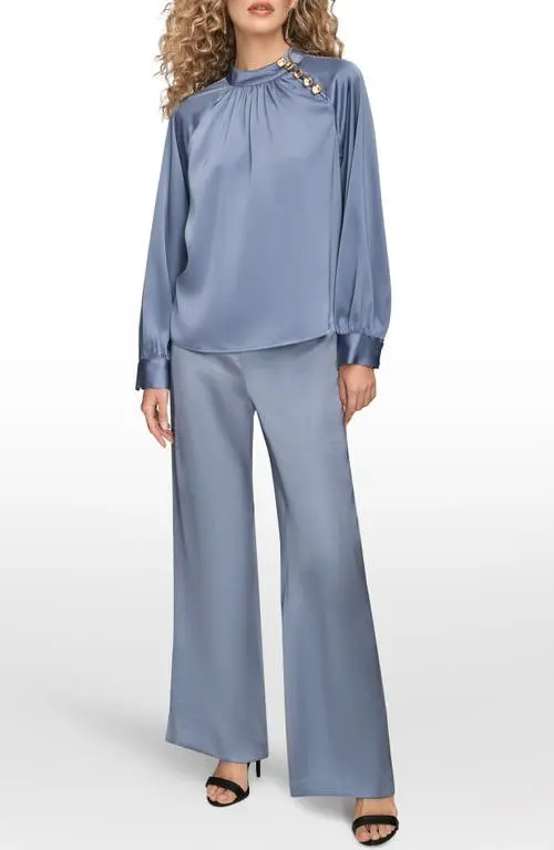 Donna Karan New York Button Detail Satin Top
