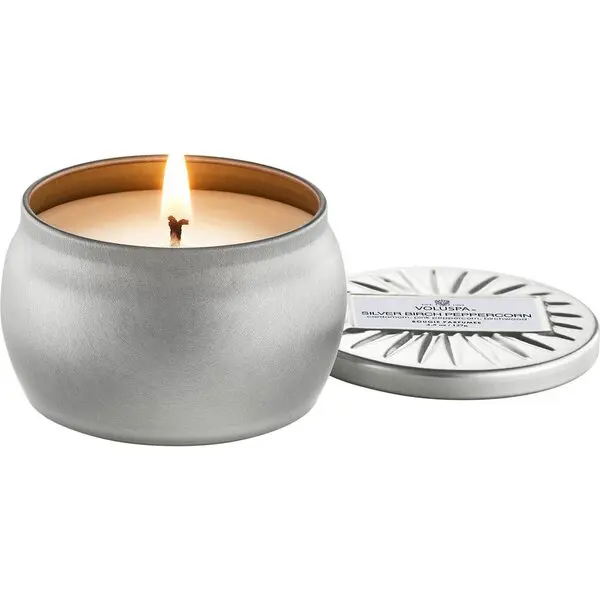 Voluspa Silver Birch Peppercorn Mini Tin Candle - No Color