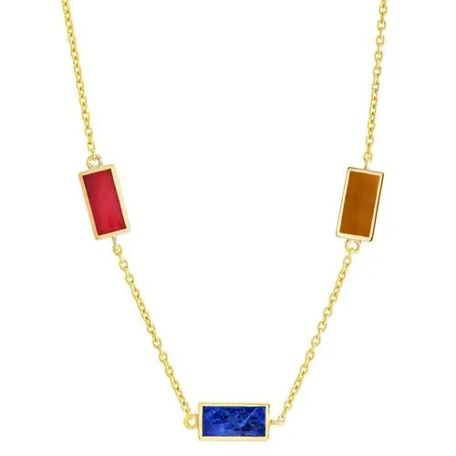 JAN LESLIE Gemstone Necklace In Sterling Silver With 18k Gold Vermeil - Multi
