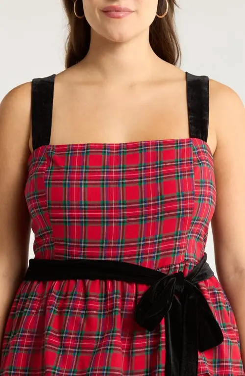 SUGARLIPS Arvada Plaid Smocked Tiered Maxi Dress