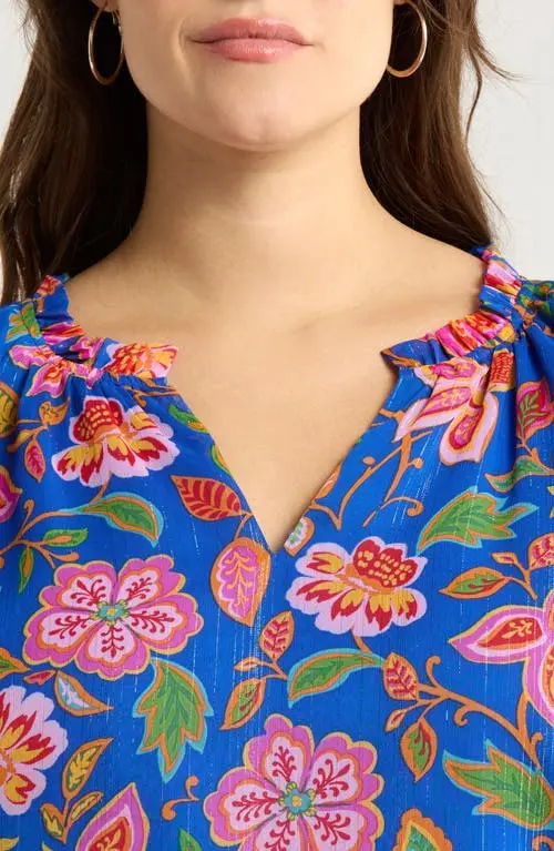 SUGARLIPS Metallic Floral Print Top