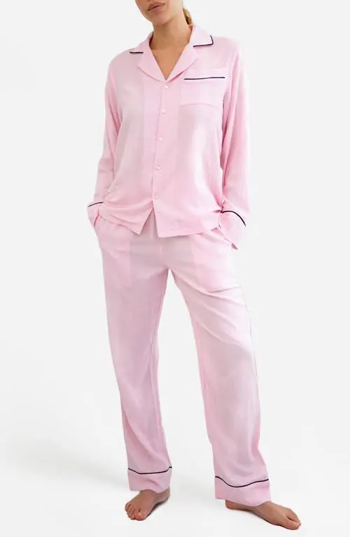 SUNDAY CITIZEN Gender Inclusive Piped Cotton Blend Pajamas - Pink