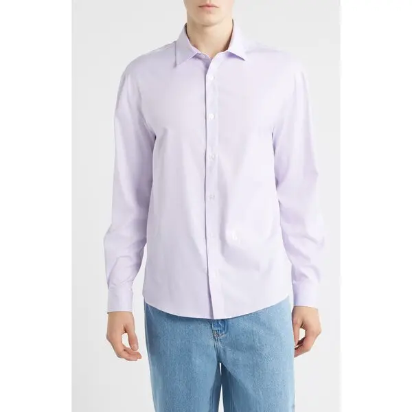 KROST Regular Fit Light Purple Pinstripe Cotton Button-up Shirt - Keepsake Lilac