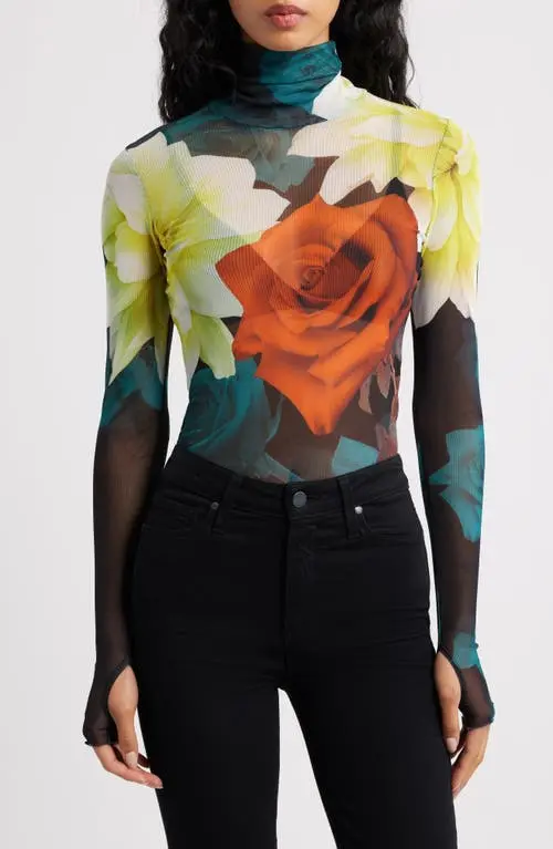 AFRM Zadie Floral Mesh Top - Citron Blossom
