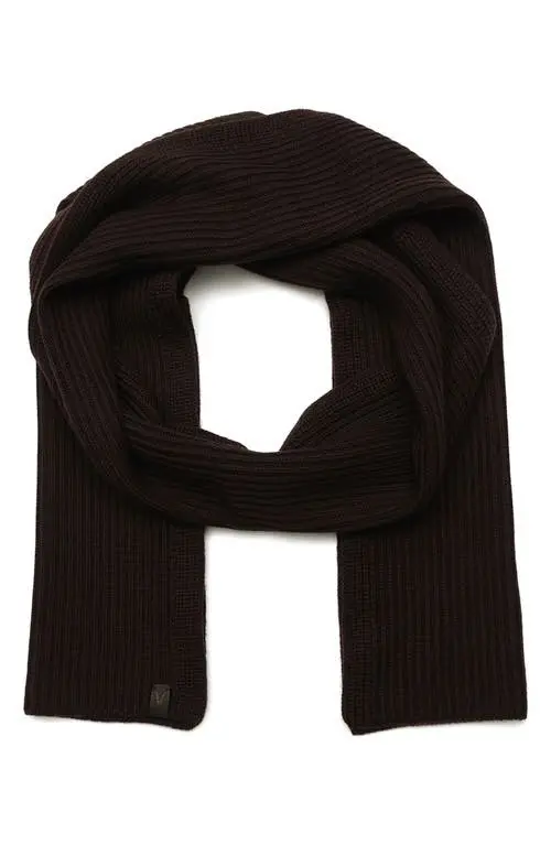 ALLSAINTS Merino Wool Rib Scarf - Wine Brown