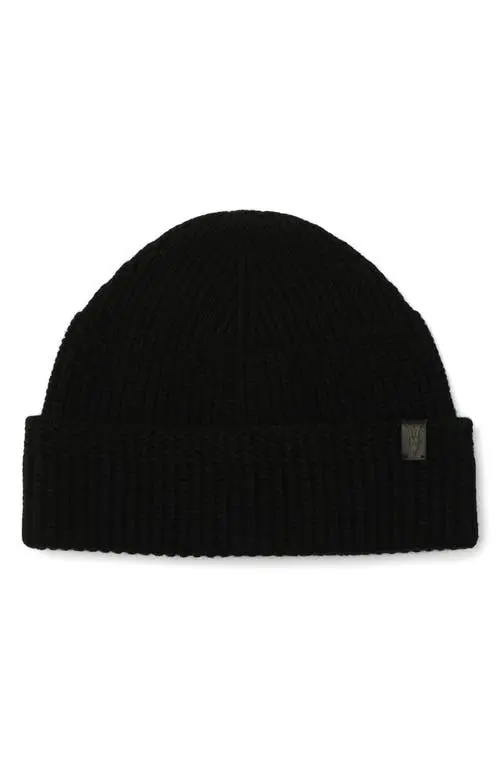 ALLSAINTS Merino Wool Ribbed Beanie - Black