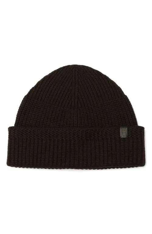 ALLSAINTS Merino Wool Ribbed Beanie - Wine Brown