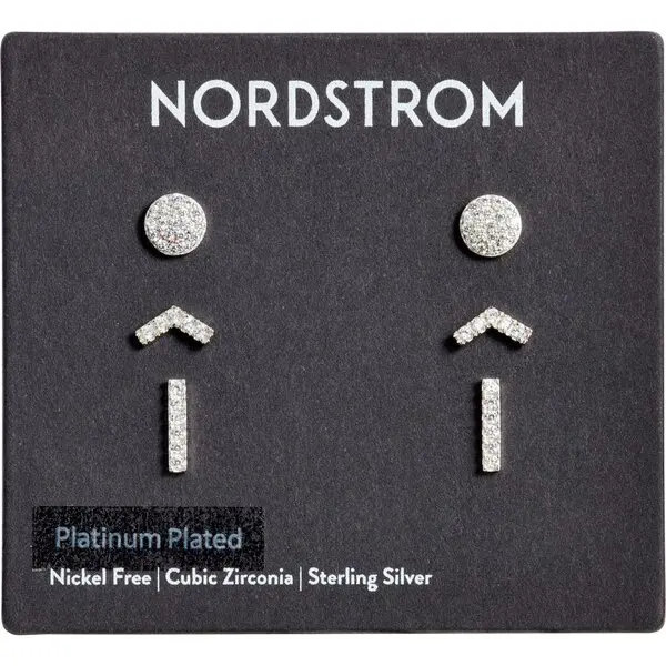 Nordstrom Set Of 3 Cubic Zirconia Stud Earrings
