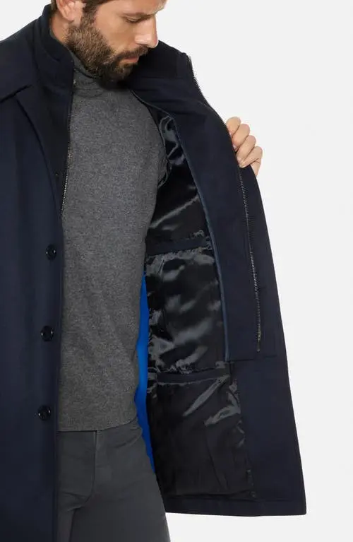 NORWEGIAN WOOL Waterproof Wool And Cashmere-blend Coat With Removable Bib - Navy