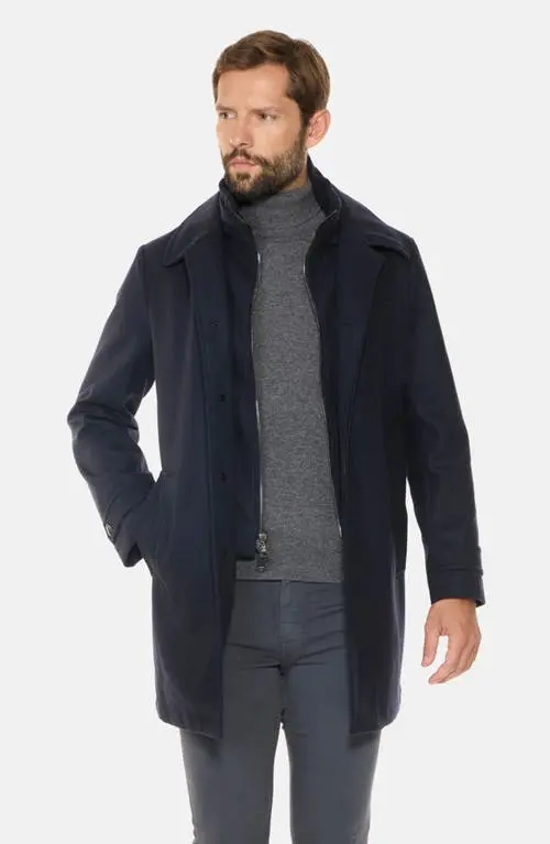 NORWEGIAN WOOL Waterproof Wool And Cashmere-blend Coat With Removable Bib - Navy
