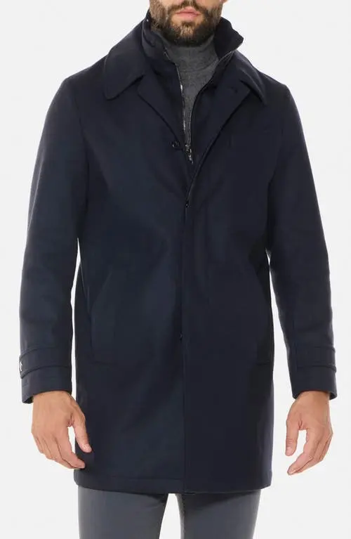 NORWEGIAN WOOL Waterproof Wool And Cashmere-blend Coat With Removable Bib - Navy