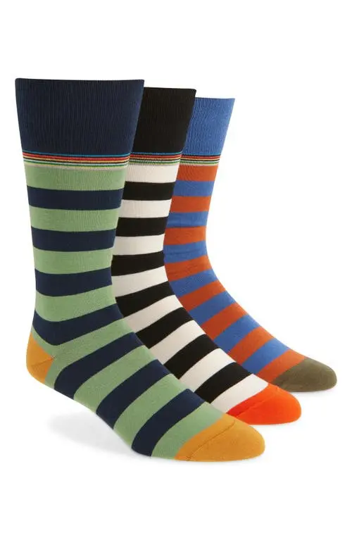 Paul Smith Assorted Stripe Cotton Blend Dress Socks 3 Pack - Multi