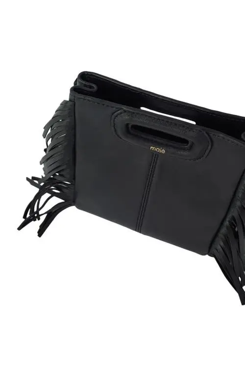 Maje Mini M Bag In Smooth Leather - Black