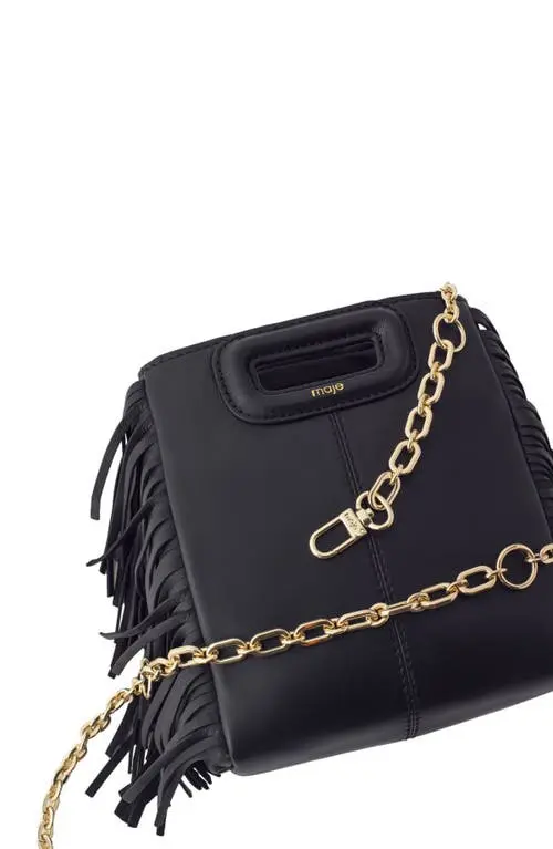 Maje Mini M Bag In Smooth Leather - Black