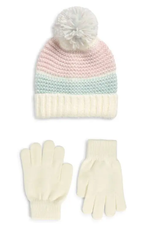CAPELLI NEW YORK Knitted Beanie And Gloves Set - Lilac