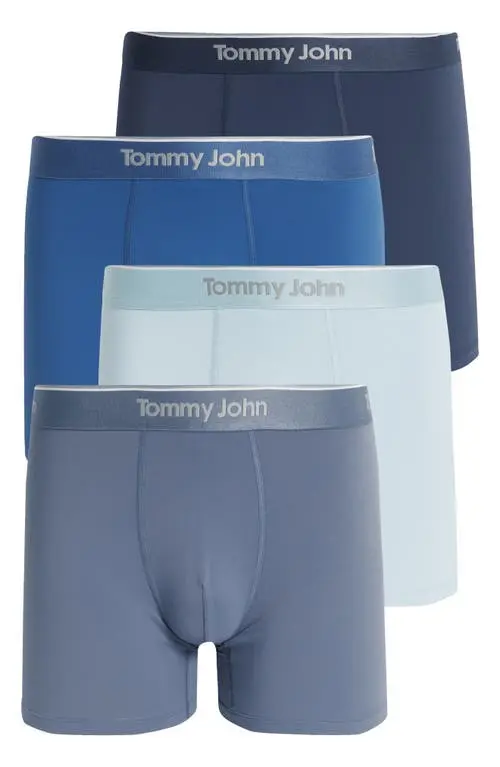Tommy John Micro Stretch 4-pack 4-inch Boxer Briefs - Canal/ Blue/ Indigo/ Blues