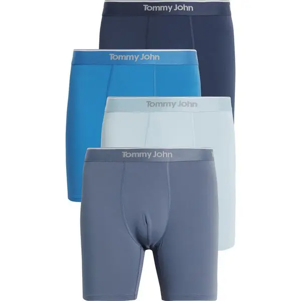 Tommy John Micro Stretch 4-pack 6-inch Boxer Briefs - Canal/ Blue/ Indigo/ Blues
