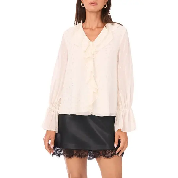Vince Camuto Double Ruffle V-neck Top