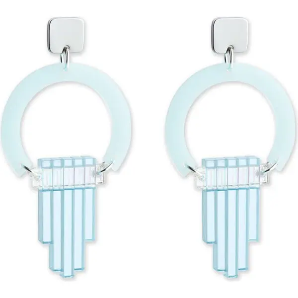 TOOLALLY Art Deco Chandelier Earrings - Island Blue & Arctic Blue
