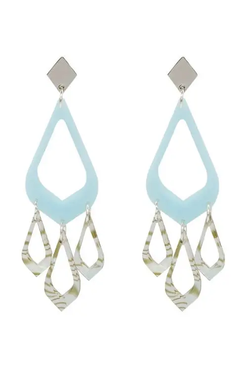 TOOLALLY Feather Drop Earrings - Island Blue & Shell