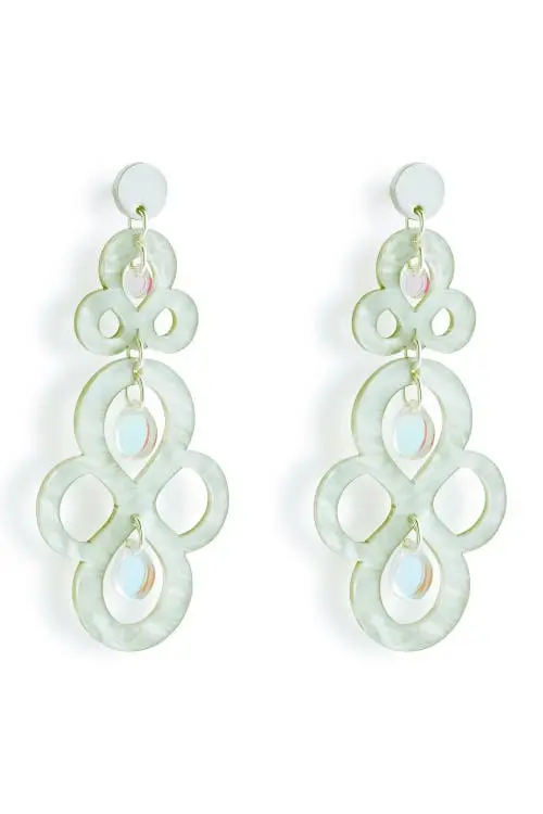 TOOLALLY Batik Drop Earrings - Regent Green & Iridescent