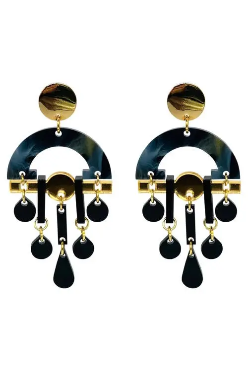 TOOLALLY Fan Chandeliers - Black Swirl & Gold