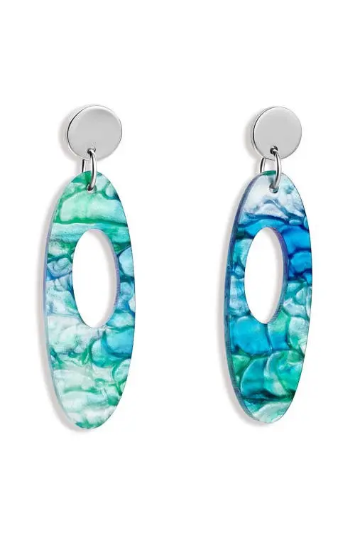 TOOLALLY Hepworth Dangle Earrings - Blue & Green Lava