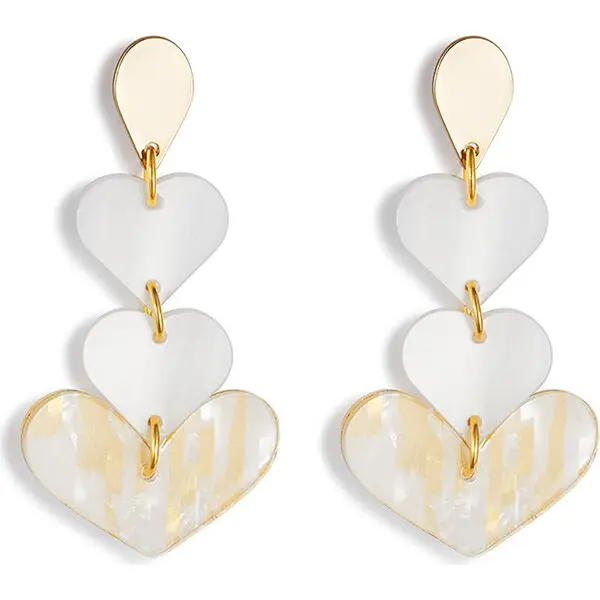 TOOLALLY Heart Drop Earrings - White