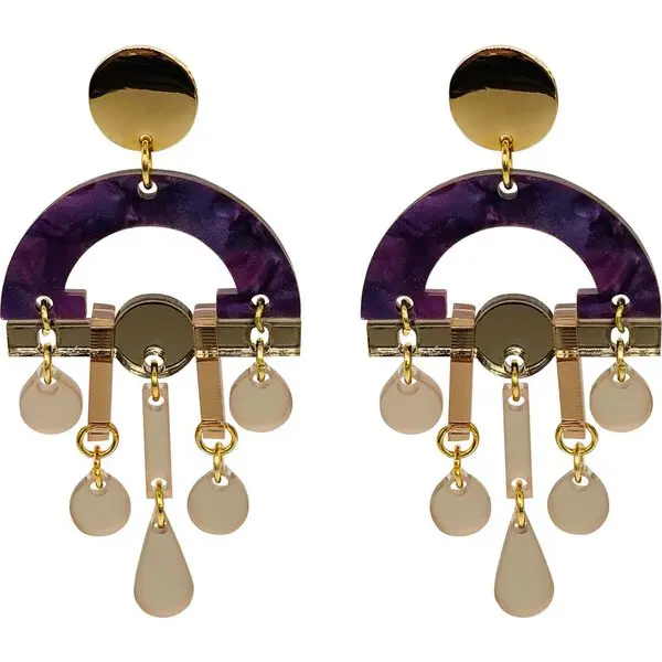 TOOLALLY Fan Chandeliers - Amethyst Pearl & Champagne