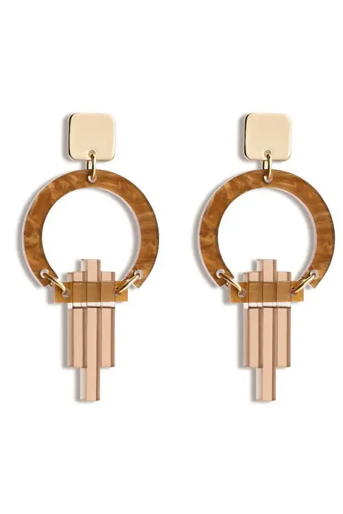 TOOLALLY Petite Art Deco Chandelier Earrings - Mocha & Champagne