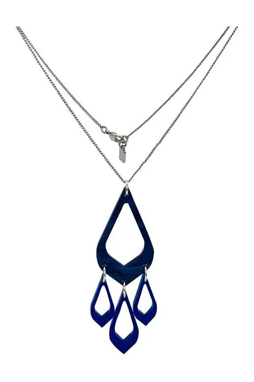 TOOLALLY Feather Drop Pendant - Midnight Blue Swirl & Sapphire