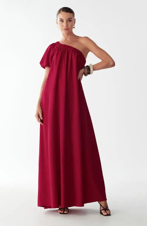 ST MRLO Jolie One-shoulder Maxi Dress - Holly Berry