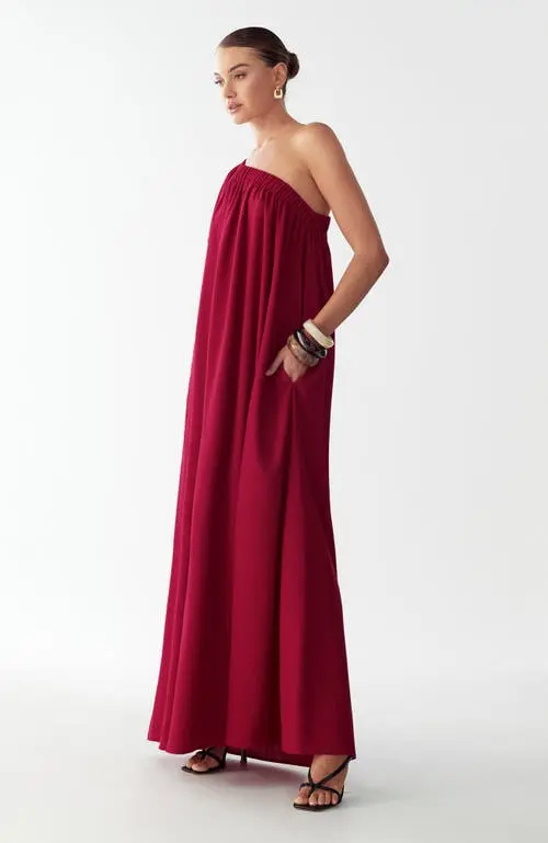 ST MRLO Jolie One-shoulder Maxi Dress - Holly Berry