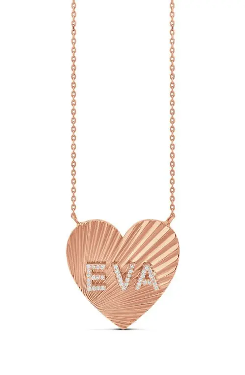 SHYMI Fluted Heart Initial Pendant Necklace - Rose