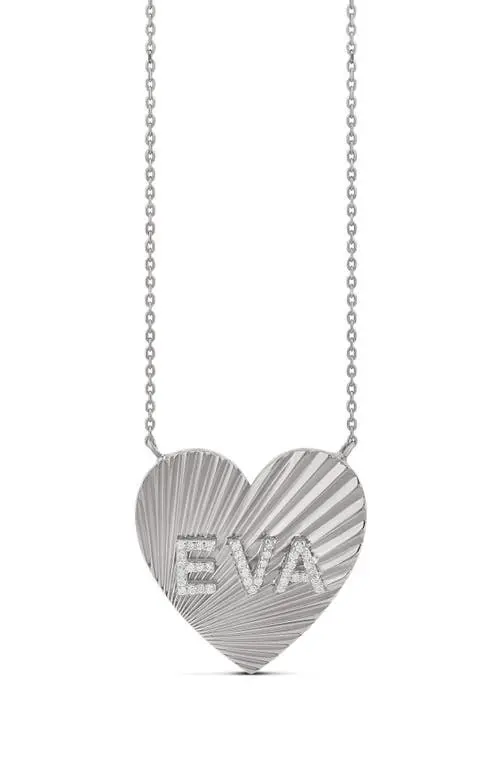 SHYMI Fluted Heart Initial Pendant Necklace - Silver
